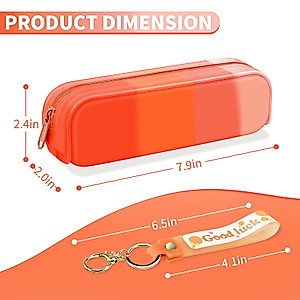 MIXVOVA Silicone Pencil Case, Colorful Pencil Pouch Portable Pencil Bag Light Waterproof Cute School Supplies Stationery, Equipped with Key Ring and Soft Rubber Leather Rope (Orange)