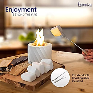 Tabletop Fire Pit, Includes 2 Extending Marshmallow Roasting Sticks, Indoor Fire Pit Bowl, Smokeless Fire Pit, Home Smores Maker, Mini Personal Fireplace, Outdoor Portable Fire Pit for Patio Decor