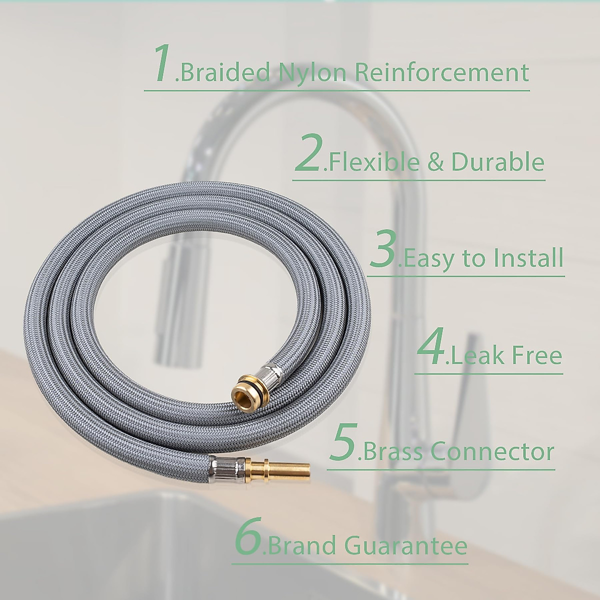 88624000 Pull-Out Hose for Hansgrohe Kitchen Faucets, Pull Down Spray Hose for 95507000 95506000, Kitchen Faucet Replacement Parts, 59inch