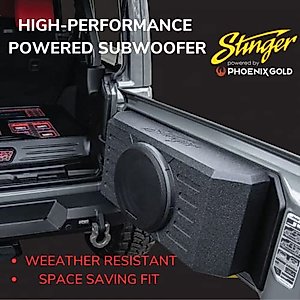 STINGER 800 Watt 12” Custom Shallow Loaded Subwoofer Enclosure for Wrangler JK/JKU, JL/JLU, Weatherproof, Mounting Hardware Included (Black)