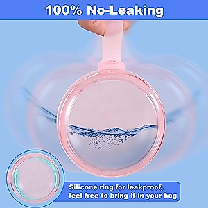 Denture Case, Leak Proof Denture Bath Cup for Travel, Denture Container Cups for Soaking Full & Partial Dentures, Retainers, Denture Cleaning Kit Holder Box with Denture Cleaner Brush-Transparent Pink