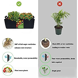 2 Pcs Plant Grow Bag with Handles, 10 Gallon Black Rectangle Heavy Fabric Raised Garden Bed for Vegetable Potato Onion, Durable Breathe Cloth Planting Container Pot for Indoor and Outdoor
