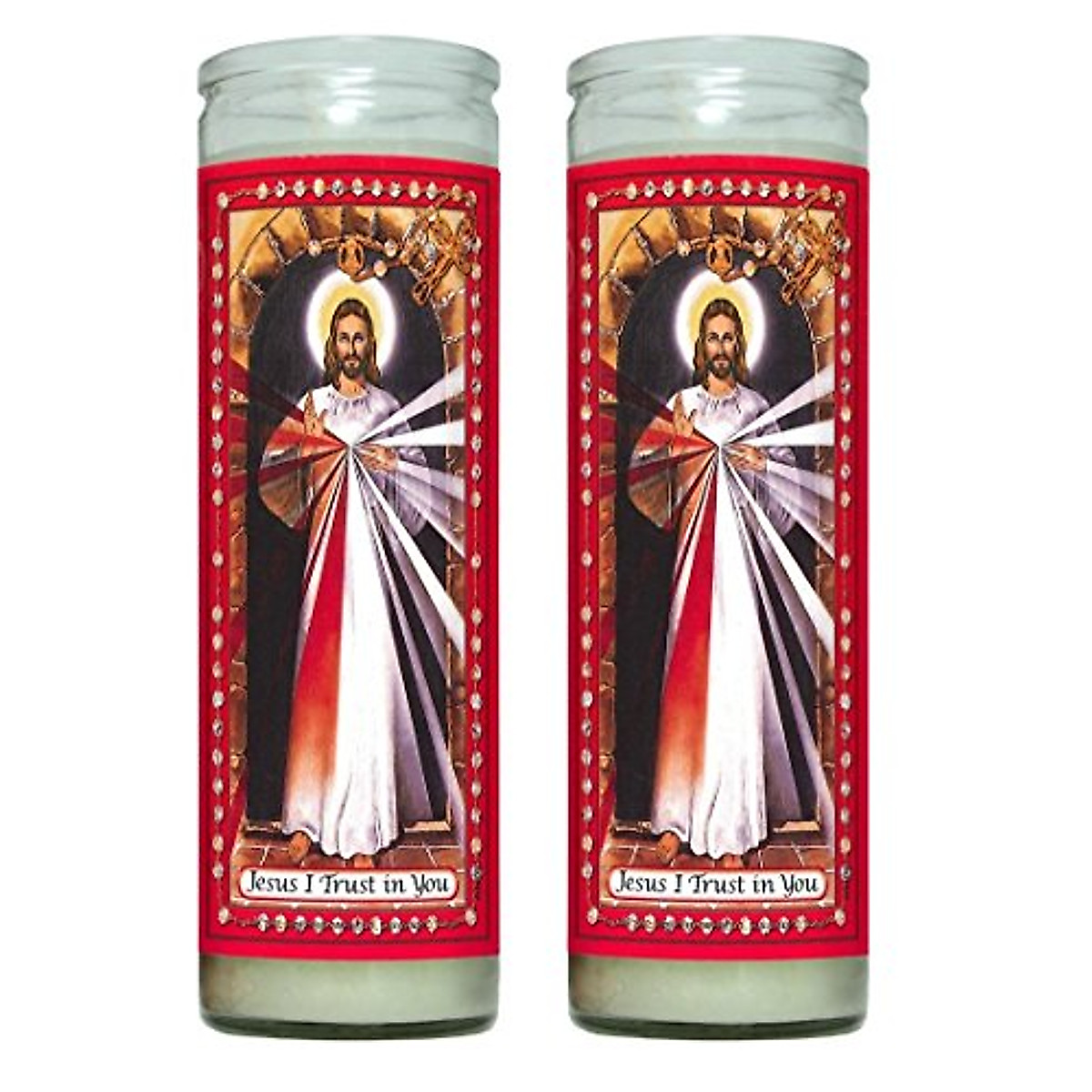 Gifts by Lulee, LLC Set of 2 Divine Mercy Prayer Candles 2 Veladoras De La Divina Misericordia
