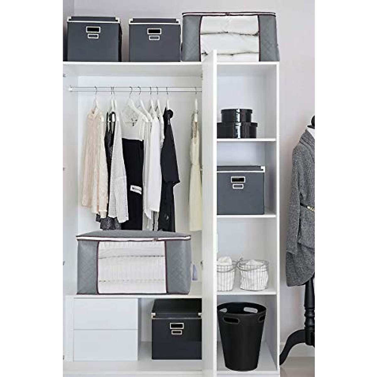 combocube 3Pcs Jumbo Zippered Storage Bag for Closet King Comforter, pillow, quilt, bedding, Clothes, Blanket Organizers with Large Clear Window & Carry Handles Space Saver