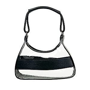 Clear Purse Stadium Approved, Black Accent Crossbody Handbag, Black Leather Jelly Bag