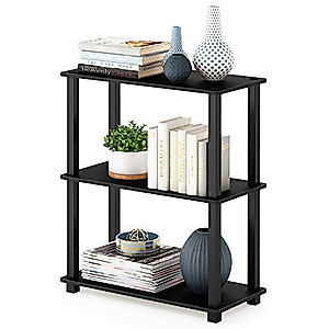 Furinno Turn-S-Tube 3-Tier Compact Multipurpose Shelf Display Rack with Square Tube, Americano/Black