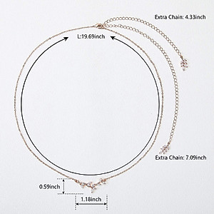 SWEETV Rose Gold Crystal Wedding Bridal Backdrop Necklace for Brides, Cubic Zirconia Dainty Vine Back Pendant Necklace for Women, Bridesmaid Gift