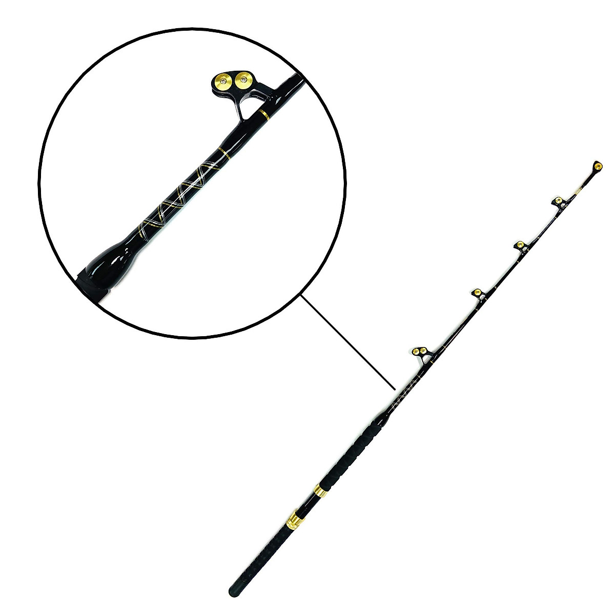 EatMyTackle Roller Guide Saltwater Fishing Rod | Blue Marlin Tournament Edition (60-80lb)