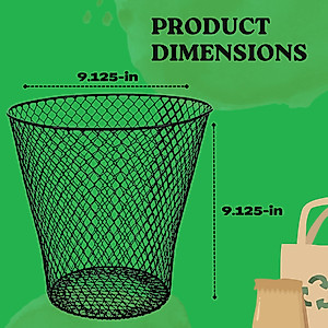 BOSS CLASS Wire Mesh Round Waste Basket, 9in (Black, Pack of 5) Lightweight Trash Can Open Top Wastebasket Recycling Bins Desk Office School Garbage Cans Home Essential & Custom Storage Carrier