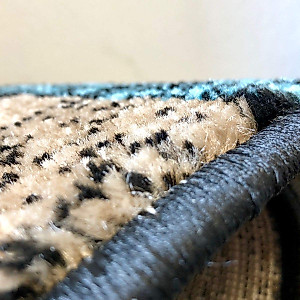 Area Rug for Living Room in Brown Cream Turquoise Checked Modern Style Good Value, Size:6'7" x 9'2"