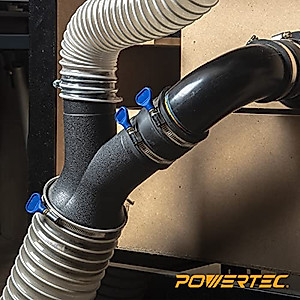 POWERTEC 70337 2-1/2" Dust Control Flex Cuff with Adjustable Key Hose Clamps, Hose Connector Rubber Cuff Coupler for Woodworking Dust Collection Fittings, Dust Collector Accessories & Machinery, 1pk