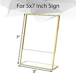 NIUBEE 6 Pack 5 x 7 Acrylic Gold Frame, Slanted Back Table Sign Holder for Wedding Table Numbers, Restaurant Signs, Photos and Art Display Visit the Store