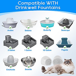 MyfatBOSS Replacement Carbon Filters for Drinkwell, Cat Water Fountain Filter, Dog Pet Fountain Filters Compatible with Petsafe Water Fountains Seaside Creekside Pagoda Seascape Butterfly Avalon 10PCS