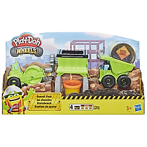 Play-Doh Wheels Gravel Yard Construction Toy with Non-Toxic Pavement Buildin' Compound Plus 3 Additional Colors