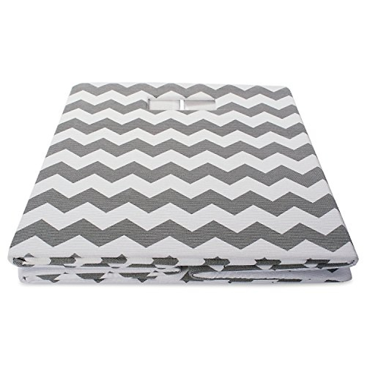 DII Collapsible Polyester Storage Cube, Chevron, Gray, Large