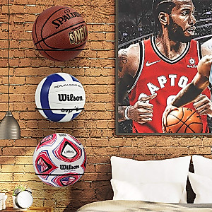 Suchek Steel Ball Holder Wall Mount, Display Rack Storage for Soccer, Basketball, Volleyball (2 Pieces)