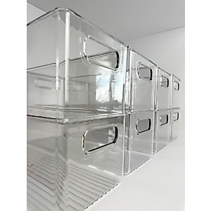 Orderly Elegance Clear Plastic Organizer Bin 16in (L) x 6in (W) x 5in (H) 8 pack