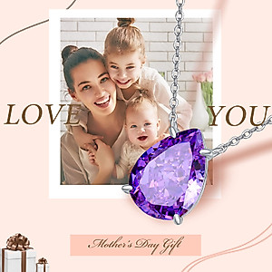OJK Teardrop Amethyst Choker Necklace Sterling Silver Crushed Ice Pendant Necklace February Birthstone Jewelry Birthday Christmas Anniversary Valentines Mothers Day Gitfs for Women Girls Her