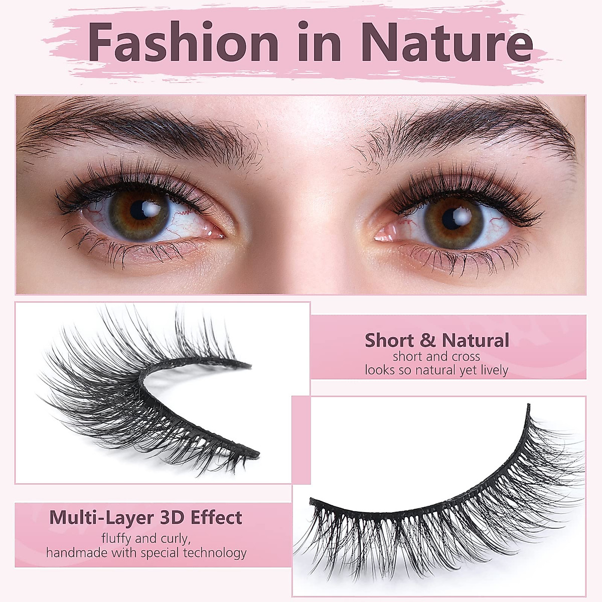 SONAFEEL False Lashes Natural Look Eye Lashes Pack Short Natural Eyelashes Wispy Strip Lashes Small Crisscross Daily Fake Eyelashes Reusable Faux 3d Mink Lashes Pestañas Postizas Naturales