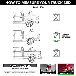 Lund Genesis Elite Roll Up Soft Roll Up Truck Bed Tonneau Cover | 96864 | Fits 2009 - 2018, 2019 - 2020 Classic Dodge Ram 1500 6' 6" Bed (78")