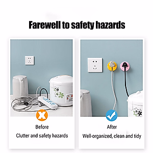 Siswilly Command Hooks for Hanging, Electrical Wire Organization, Cell Phone Charger Holder for All Household Appliances