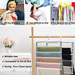 2 Pack Closet-Organizer-Pants-Hangers,Folding Non-Slip-Closet-Organizers-and-Storage,Al Alloy Magic Hangers Space Saving for Travel-Accessories Trousers Scarves Jeans,Home-College-Dorm-Room-Essentials