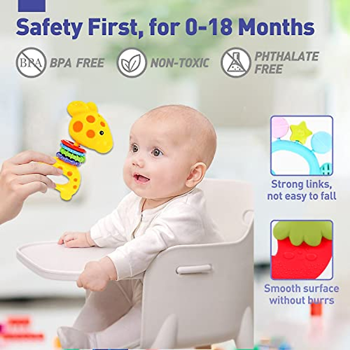 AZEN 20PCS Baby Toys 6 to 12 Months, Teething Toys for Babies 0-6 Months, Baby Toys 0-3 3-6 Months, Newborn Infant Toys 0-6 Months, Baby Rattles 0-6 Months