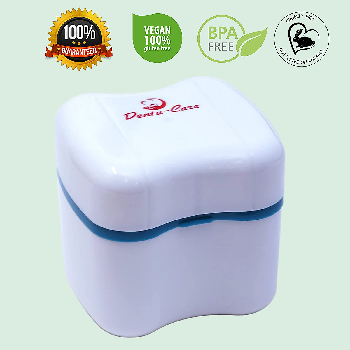 Polident 3 Minute Denture Cleaner 120 Tablets in Triplemint Bundle with Dentu-Care Denture Cleaning Cup Case With Lid Basket and Draining Basket for Cleaning and Storing