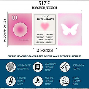 Pink Gradient Aura Angel Numbers Posters Sets for Room Aesthetic Spiritual Affirmation Canvas Wall Art Positive Energy Painting Y2k Butterfly Pictures Trendy Wall Decor for Bedroom 12x16in Unframed