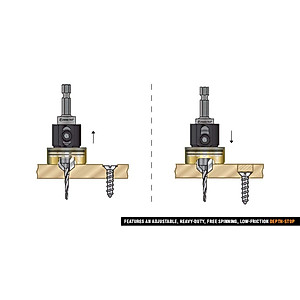 Amana Tool 55151 Carbide Tipped 82 Degree Countersink with Tapered Drill and Adjustable Depth Stop with No-Thrust BB 3/8 D x 1/8 Drill D x 1/4 Inch Quick Release Hex SHK