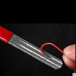 1 Piece Fishing Hook File Fishing Hook Sharpener Double Side Fishing Hook Hone Diamond Fishing Hook Sharpener Fish Hook Grinding File Fishing Accessory, Red