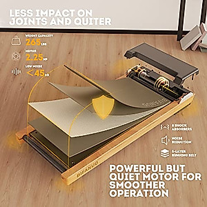 Bifanuo Under Desk Treadmill, Walking Pad 2.25HP, Wood Electric Light Weight Walking Treadmill, Desk Treadmill for Office Under Desk with Remote Control, Installation-Free(Light)