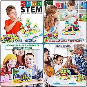 Parhlen Educational Toys Building Blocks, 244 Pieces Electric Screwdriver DIY Building Toys for Boys and Girls, Educational Construction Building kit for Kids Ages 4 5 6 7 8 9 10 Year Old
