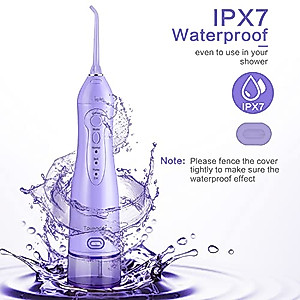 TOVENDOR Electric Water Flosser, Cordless Dental Oral Irrigator - 3 Modes, 5 Tips for Family Hygiene (300ML, Waterproof Waterflosser)
