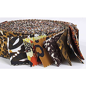 Soimoi 40Pcs Floral Artistic Print Precut Fabrics Strips Roll Up 1.5x42inches Cotton Jelly Rolls for Quilting - Brown