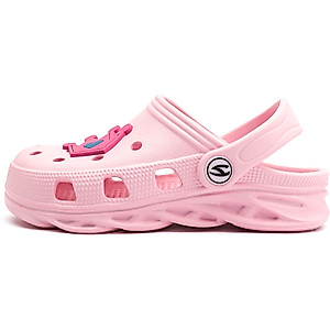 HOBIBEAR Girls Classic Graphic Toddler Garden Clogs Slip on Water Shoes (Pink-Size 1.5-2 Infant)