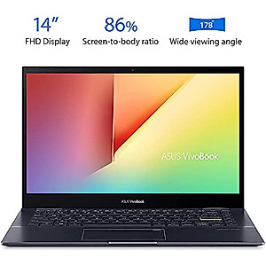 ASUS VivoBook 14" FHD LED 2-in-1 Touchscreen Premium Laptop | AMD Ryzen 5 5500U | 20GB DDR4 RAM | 1TB SSD | Fingerprint | HDMI | Windows 10 | Black | with Microsoft Office Bundle