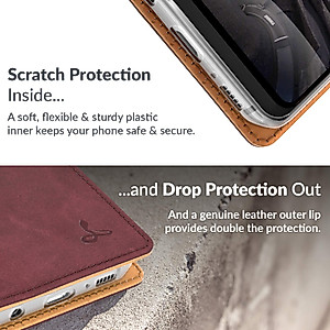 Snakehive Vintage Wallet for Apple iPhone 7 Plus || Real Leather Wallet Phone Case || Genuine Leather with Viewing Stand & 3 Card Holder || Flip Folio Cover with Card Slot (Plum)