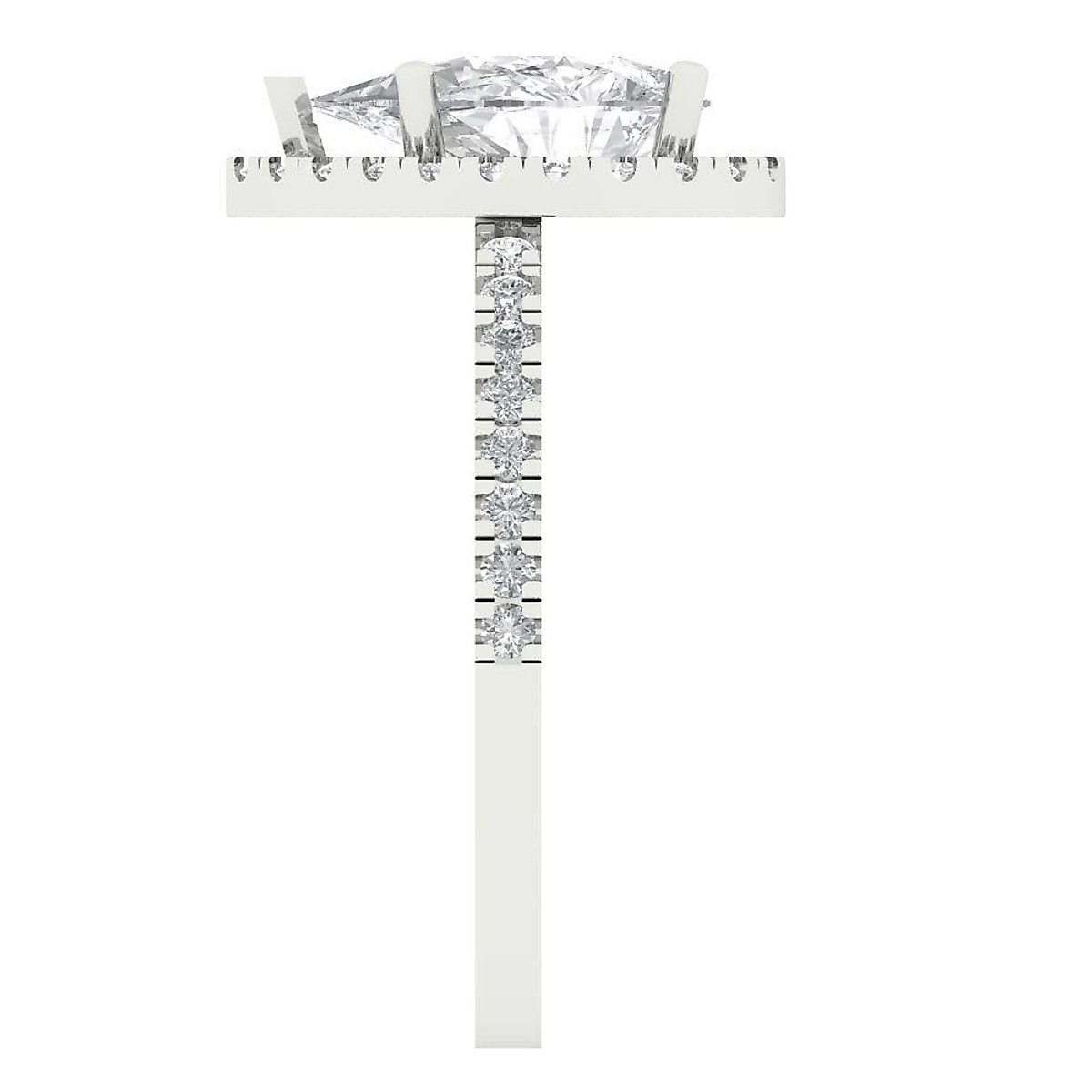 Clara Pucci 2.42ct Pear Cut Solitaire with Accent Halo Stunning Genuine Moissanite Modern Ring 14k White Gold 9.5