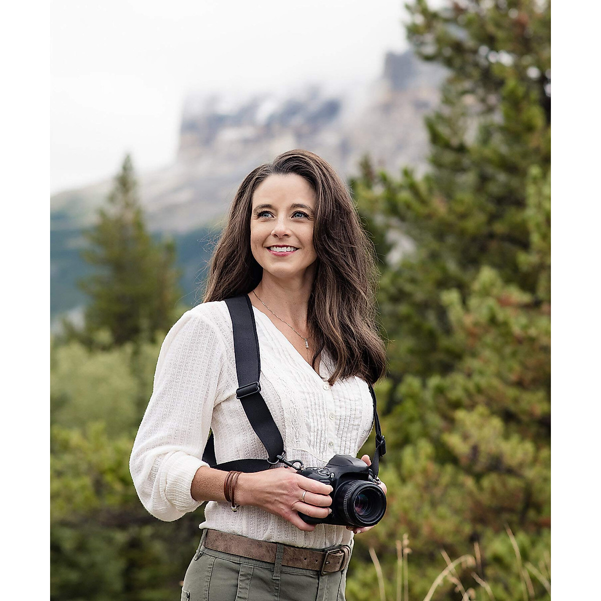 Nyack Exchange Stance Camera Strap- An Ergonomically Correct Extra Wide, Adjustable Camera Harness made for DSLR, Point and Shoot, Mirrorless Cameras and Binoculars, Made in the USA (Raven)