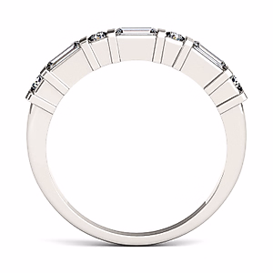 14K White Gold Moissanite by Charles & Colvard 4x2mm Step Cut Baguette Wedding Band-size 5 0.47cttw DEW