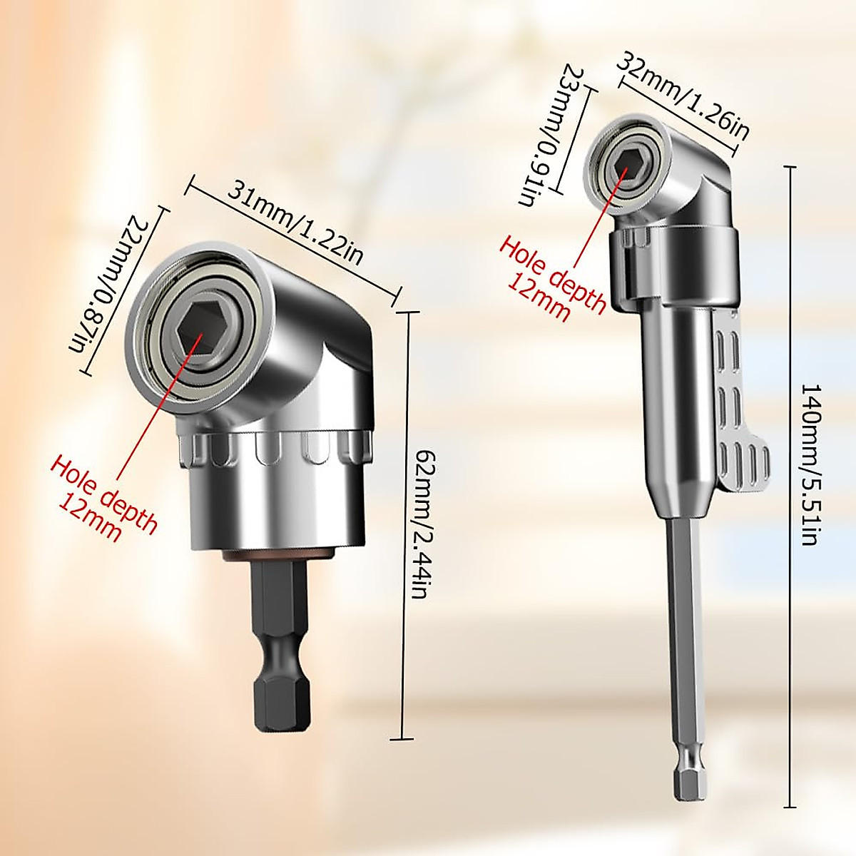 105 Degree Right Angle Drill Adapter, 2024 New Corner Tool Screw Hub with Multi-function Bend Screwdriver Bit, 1/4" Hex Shank Driver Angle Drill Attachment for Household Work (Long)