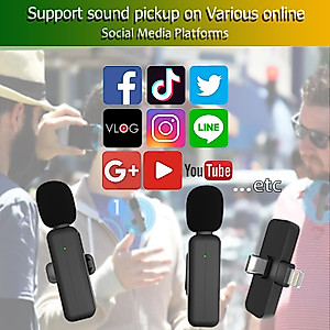 2 Pack Wireless Mini Lavalier Lapel Microphone for iPhone,Android Phone(2 in 1) - 80ft Cordless Clip on Dual Mics with Noise Reduction 5H Working Time for Video Recording Vlogging, YouTube, Interview
