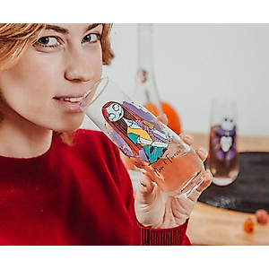 Silver Buffalo The Nightmare Before Christmas Jack and Sally Stemless Fluted Glasses | Set of 2