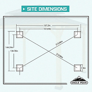 EAGLE PEAK 13x15 Hardtop Gazebo, Galvanized Steel Double Roof Gazebo with Cedar Wood Frame, Outdoor Pavilion for Patio, Deck, Lawn and Garden, Natural Wood/Black