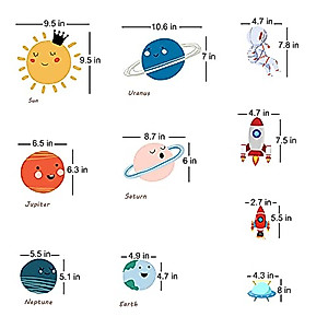 Planet Wall Decals Kids Room Large,Space Wall Stickers Boy Bedroom,Cute Educational Wall Decal Decors for Nursery,Daycare,Playroom,Boys Room,Girls Room,Classroom,School.