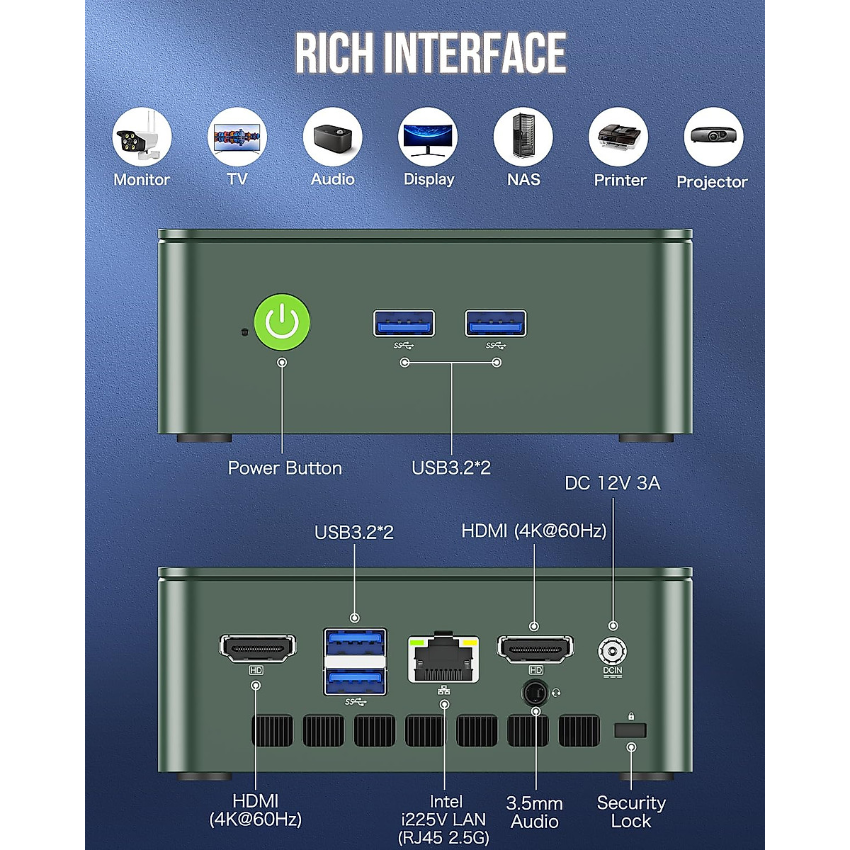 GMKtec Mini PC N100, Preinstalled Windows 11 Pro, G3 Intel Alder Lake N100 (3.4GHz), 8GB DDR4 RAM 256GB PCIe M.2 SSD, Desktop Computer 4K Dual HDMI/USB3.2/WiFi 6/BT5.2/2.5G RJ45 for Office, Business