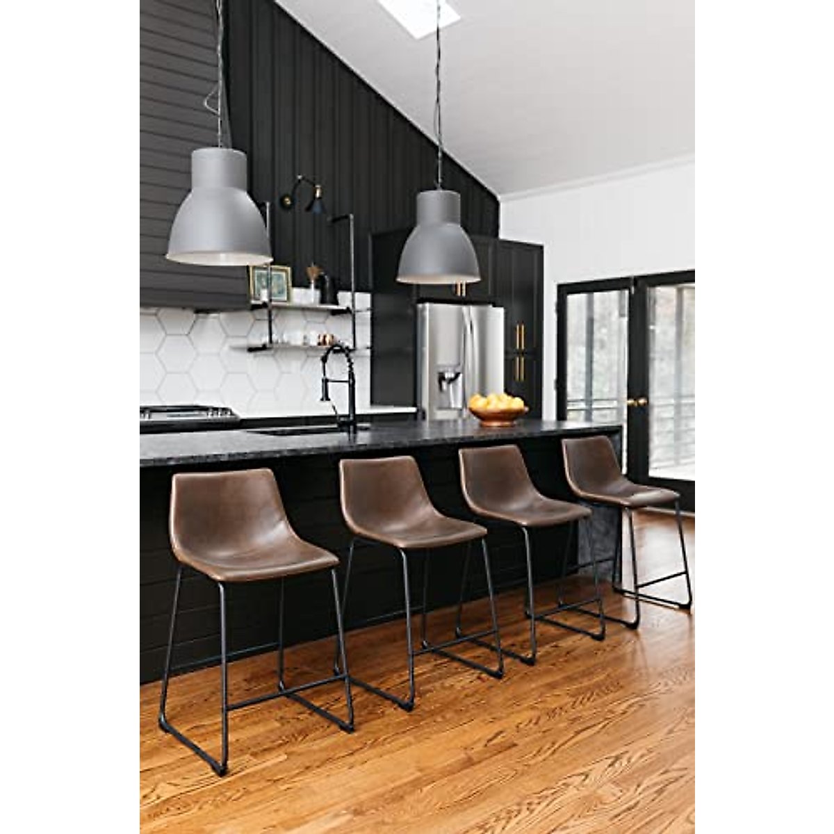 Signature Design by Ashley Centiar 24" Counter Height Modern Bucket Barstool 2 Count, Brown