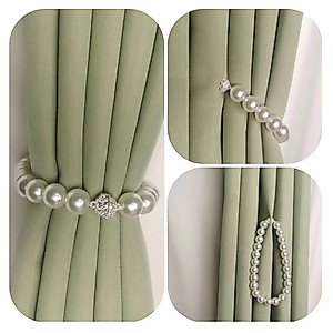 2Pcs Magnetic Pearl Curtain Buckle,Classics Pearl Magnetic Curtain Tiebacks,Rhinestone Magnetic Ball Straps Curtain Tiebacks Magnetic Clips Holdbacks Buckle Pearl White Style (25cm)
