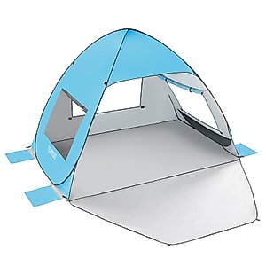TOBTOS UPF 50+ Pop Up Beach Tent, Beach Umbrella, Automatic Sun Shelter 2-3 People UV Protection Portable Sunshade, Easy Set Up Baby Canopy Cabana, Lightweight with Carry Bag